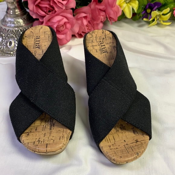 a.n.a | Shoes | Ana Slip On Stretch Wedge Sandal | Poshmark